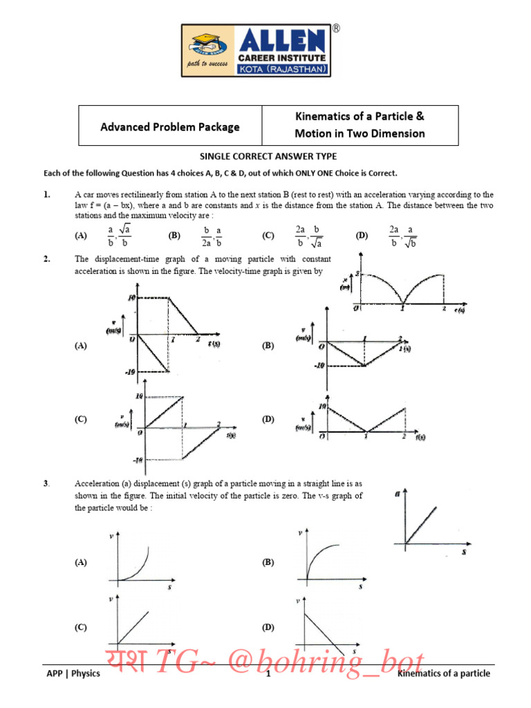 (@bohring - Bot) Physics Star Batch Jee Advanced Assignments | PDF | Acceleration | Velocity