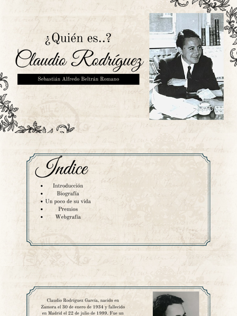 Biografía de Claudio Rodríguez, poeta español | PDF