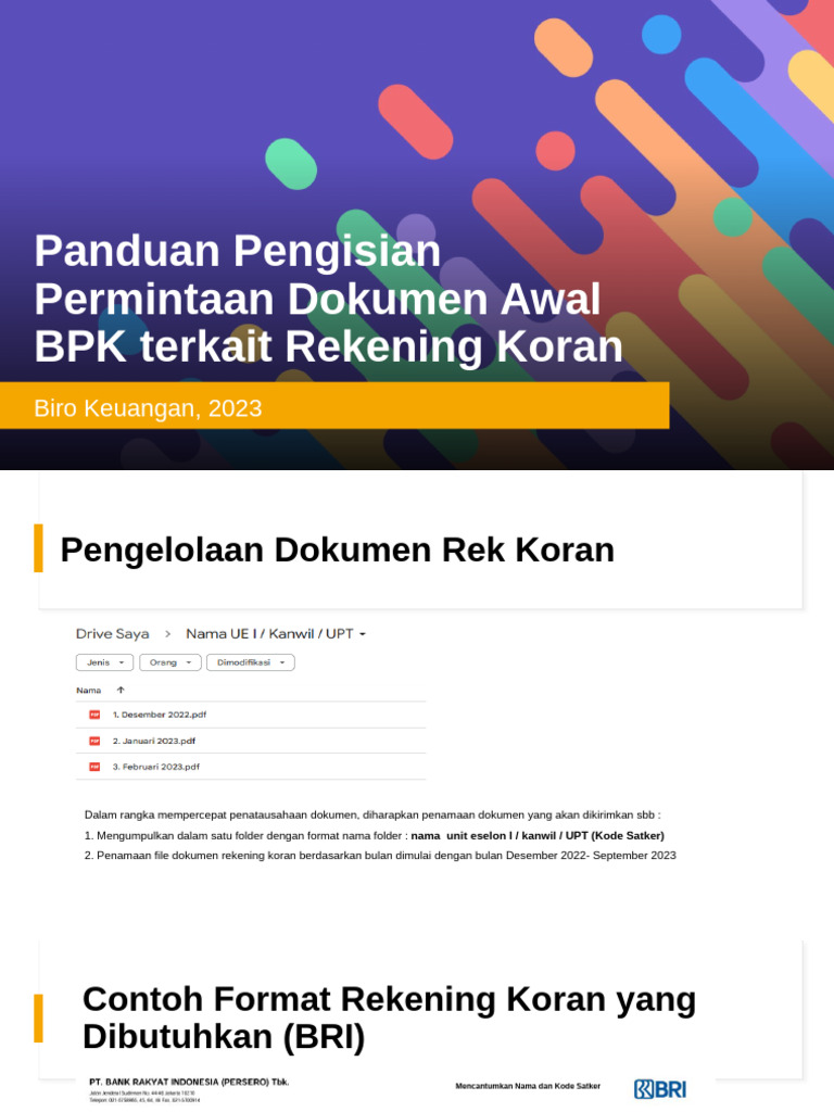 Panduan Pengisian Permintaan Dokumen Awal BPK Terkait Rekening | PDF