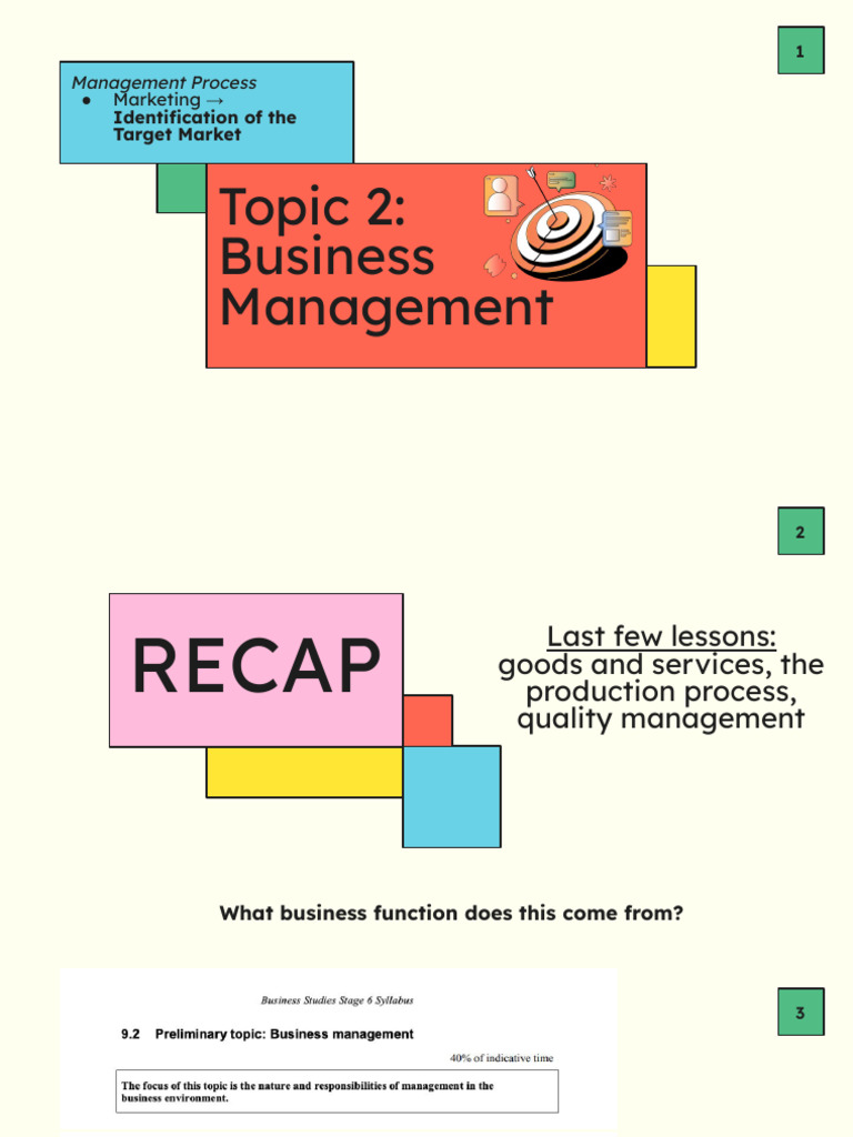 Topic 2 - Business Management Microteaching | PDF | Marketing | Market ...
