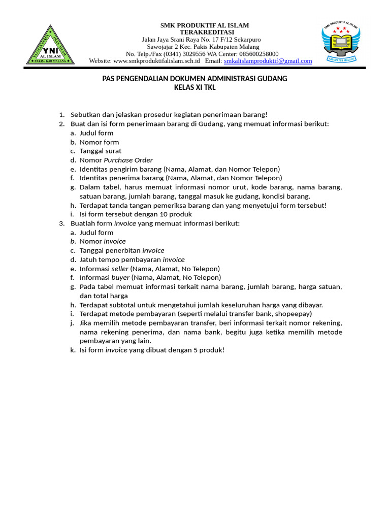PAS PENGENDALIAN DOKUMEN ADMINISTRASI GUDANG | PDF