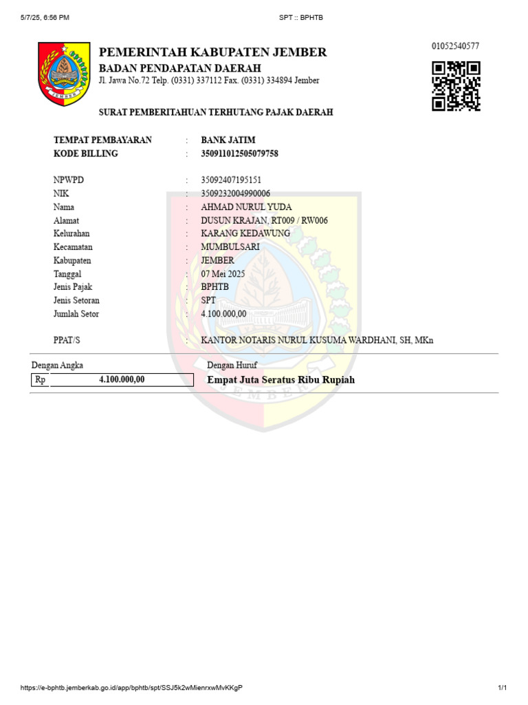 SPT __ BPHTB-AHMAD NURUL YUDA | PDF