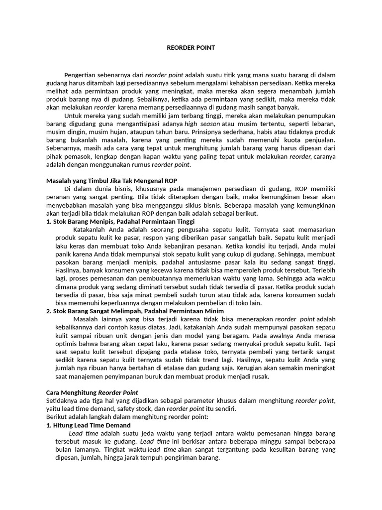Materi Reorder Point | PDF