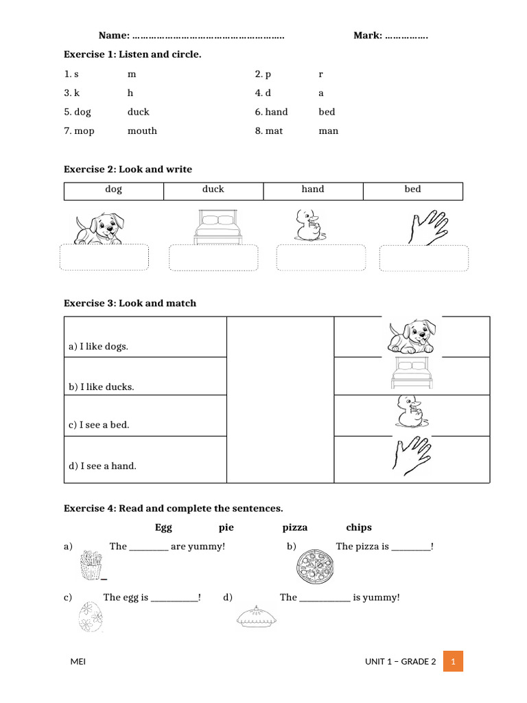 Unit 1 - Grade 2 - Global Success | PDF