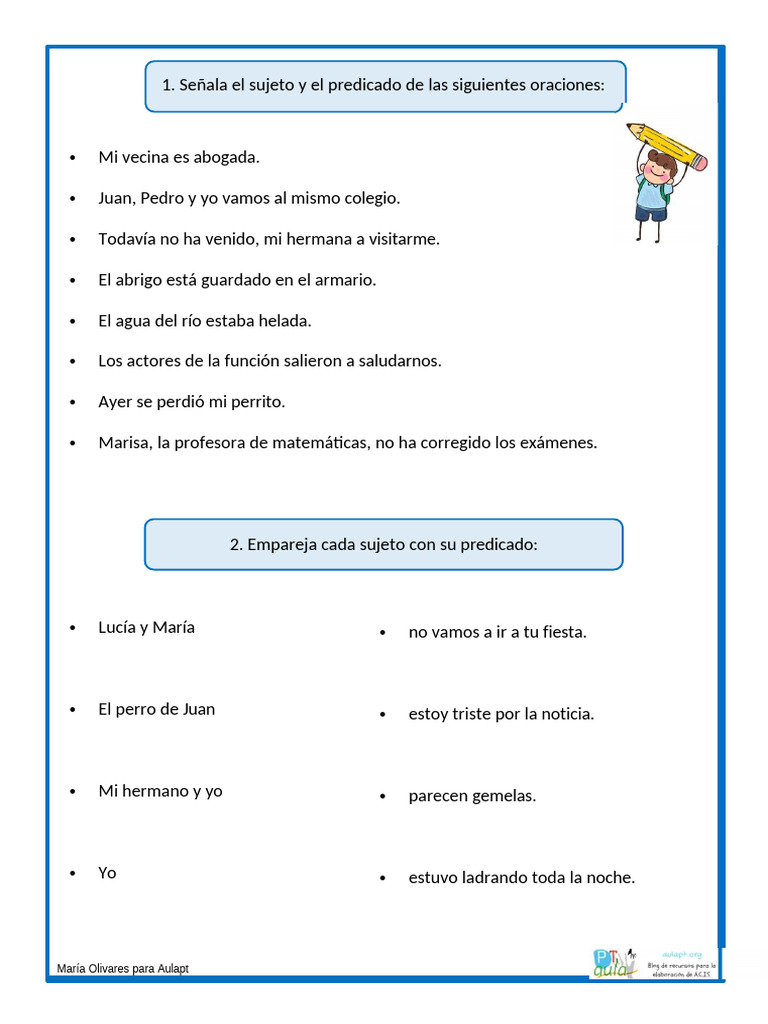 Sujeto y Predicado en Oraciones | PDF