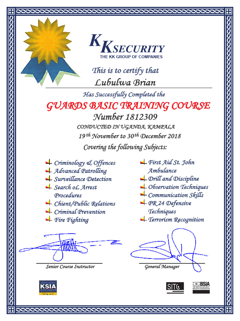 KK Security Certificate of Completion | PDF