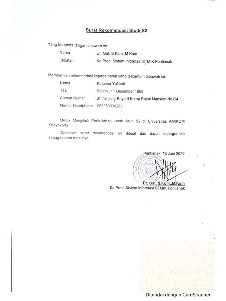 berkas pendaftaran s2 | PDF