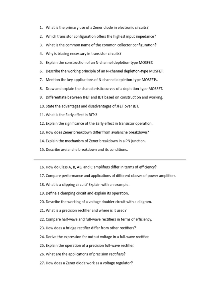 Set-50 Questions - Analog Electronics Circuits (AEC) For Practice | PDF | Bipolar Junction ...