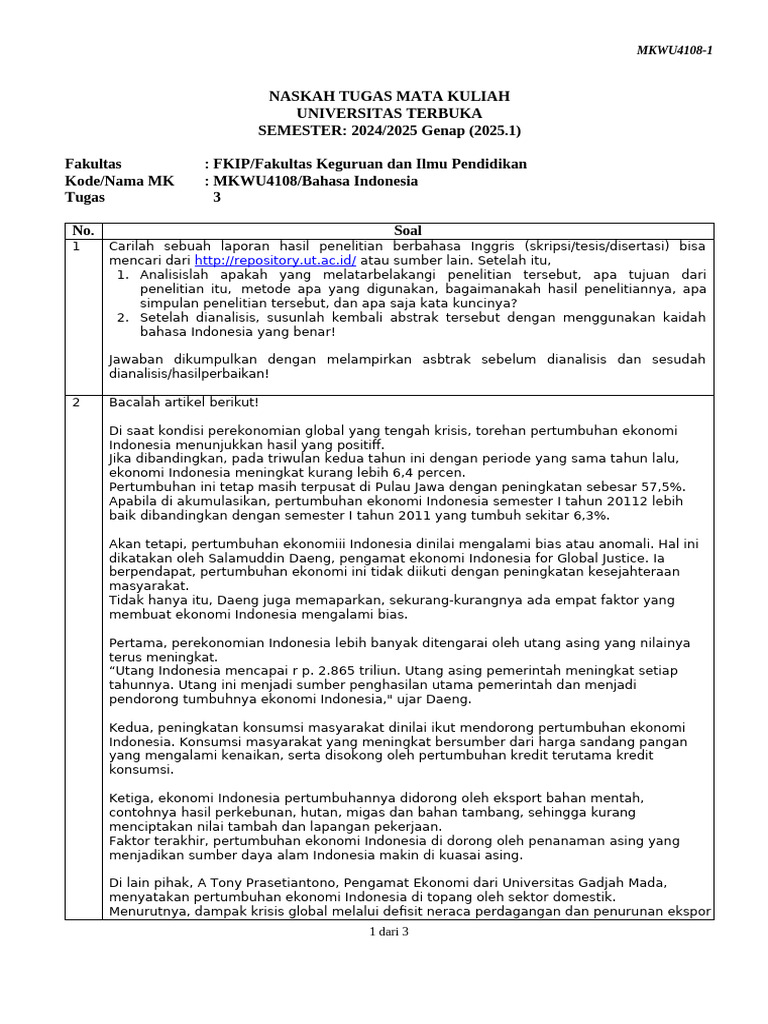 Soal Mkwu4108 tmk3 1 | PDF