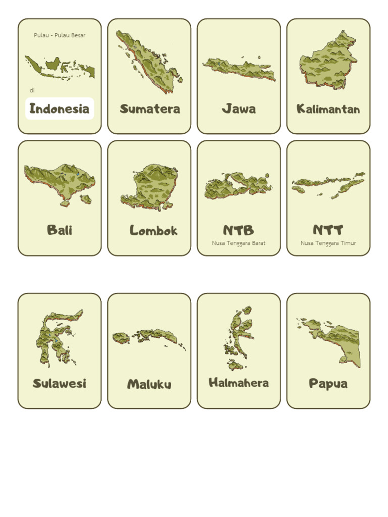 Flashcard Pulau-Pulau Besar Di Indonesia | PDF