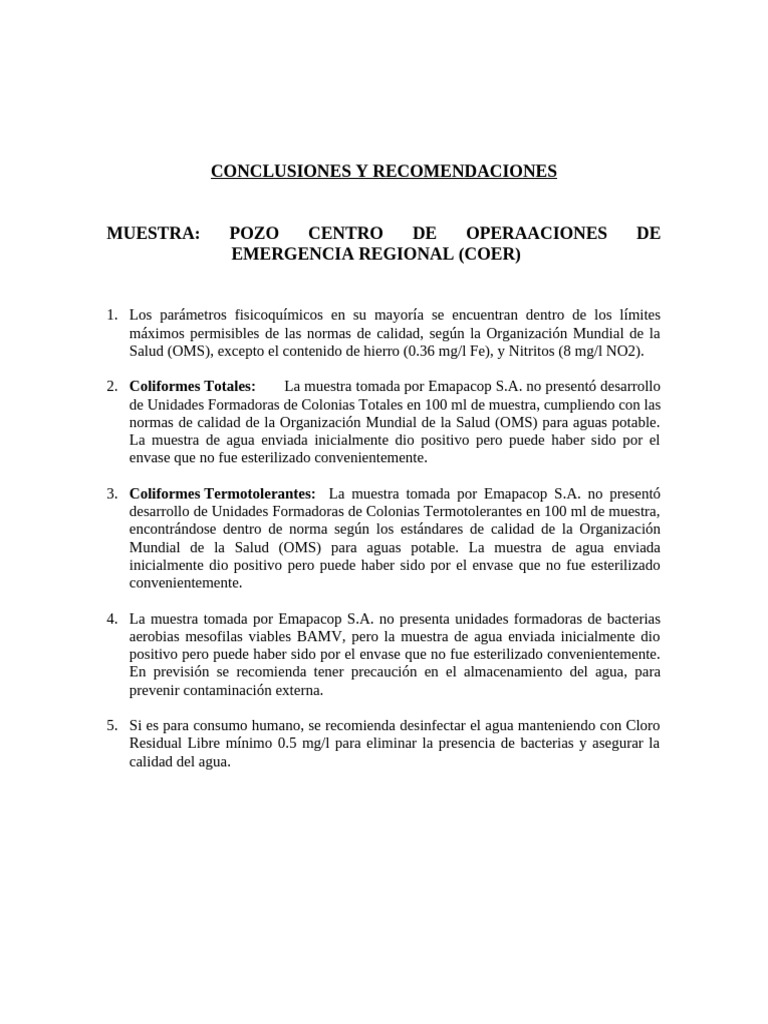 Conclusiones 023-Of.481 | PDF