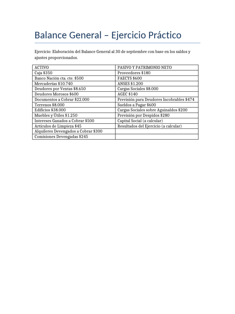 Balance General Completo | PDF