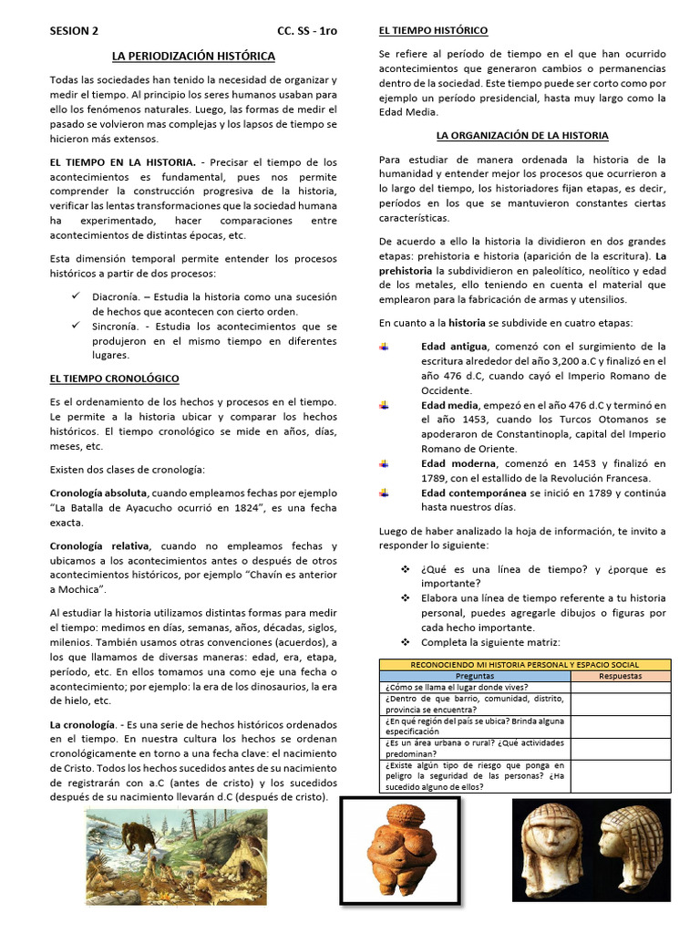 CC.SS 1° - Sesión 2 La periodizacion histórica | PDF | Sociedad | imperio Romano