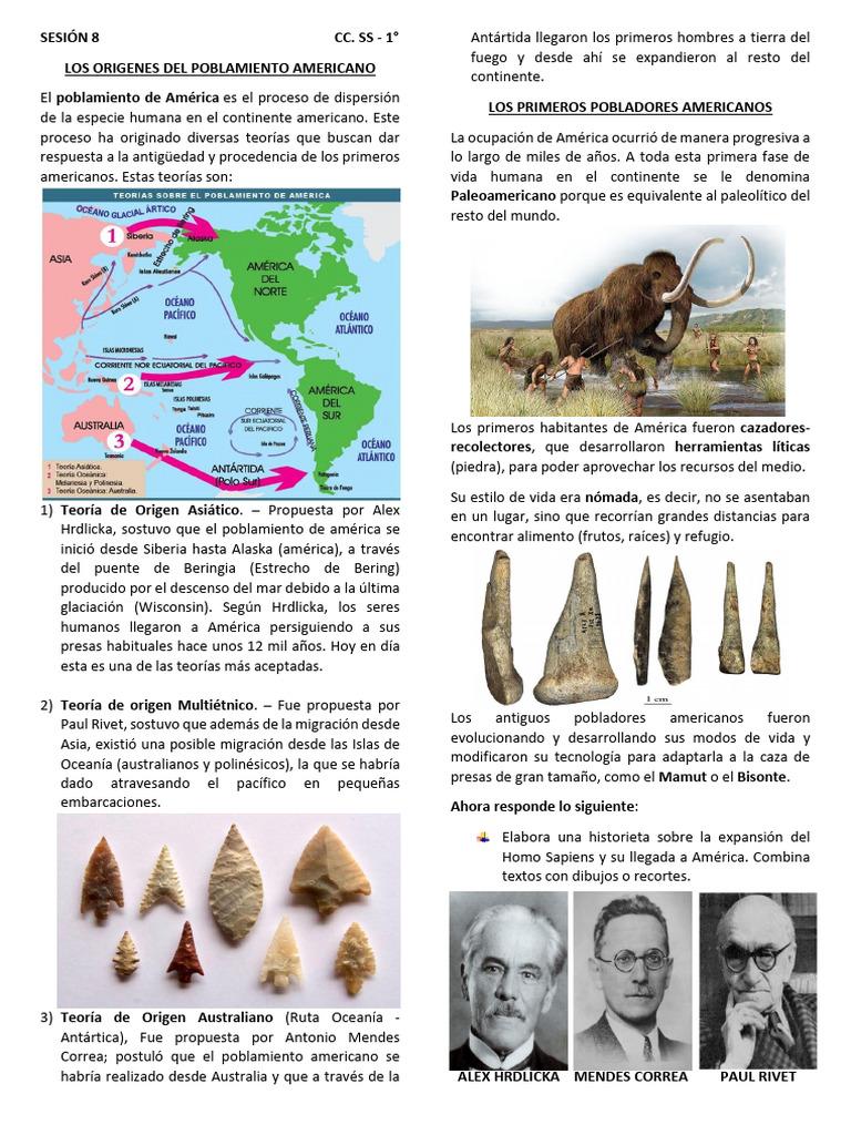 CC - SS 1° - Sesión 8 El Poblamiento de América | PDF | Américas | Edad de Piedra