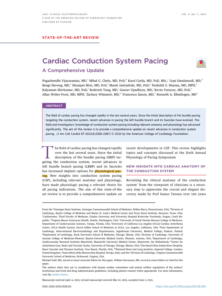 Cardiac Conduction System Pacing | PDF | Artificial Cardiac Pacemaker ...