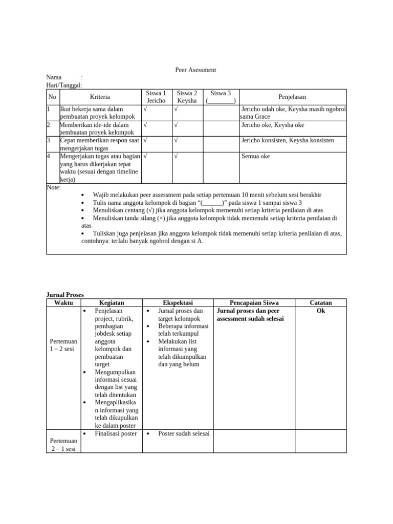 Peer Assessment Dan Jurnal Proses | PDF