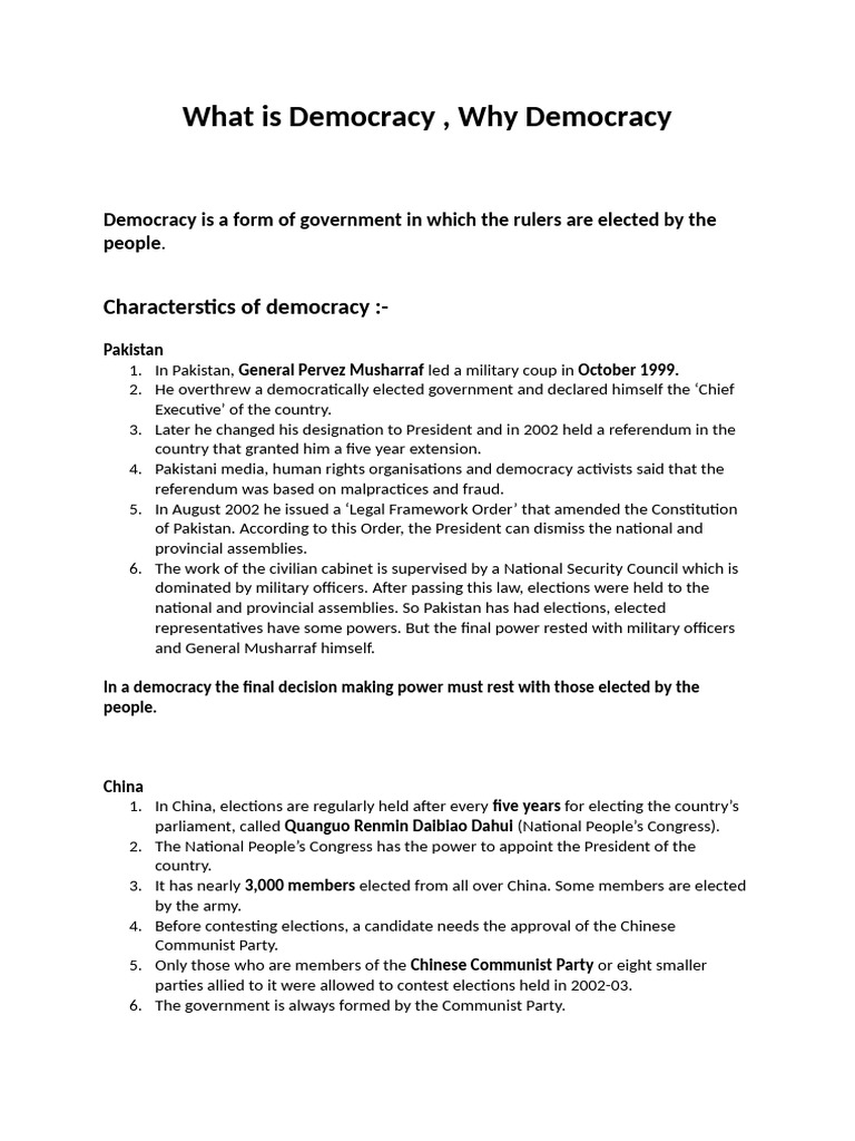 What Is Democracy Why Democracy | PDF | Elections | Democracy