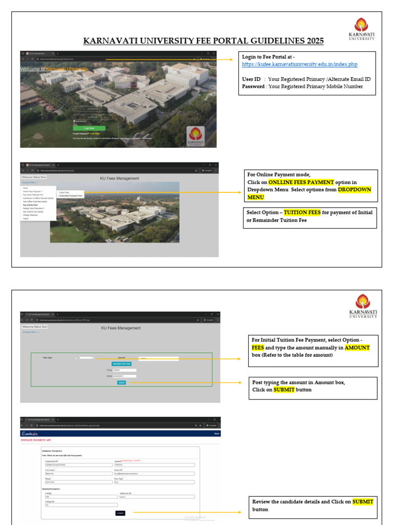 KU Fee Portal Guidelines 2025 | PDF | Payments