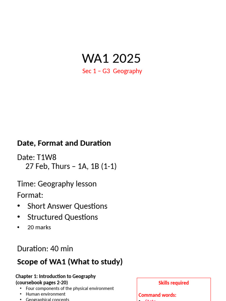 S1-1 GEO G3 WA1 Scope, Format & Date | PDF