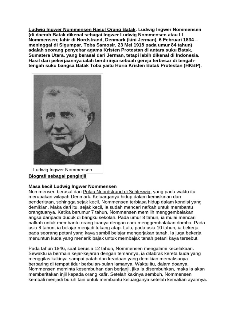 Ludwig Ingwer Nommensen Rasul Orang Batak | PDF