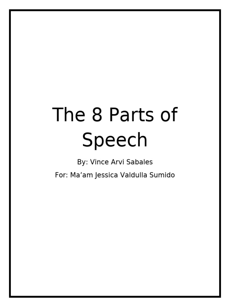 The 8 Parts of Speech Portfolio | PDF | Noun | Part Of Speech