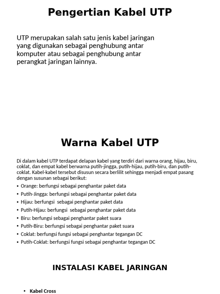 Instalasi Kabel Jaringan UTP | PDF