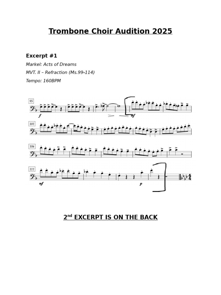 Trombone Choir Audition 2025 | PDF