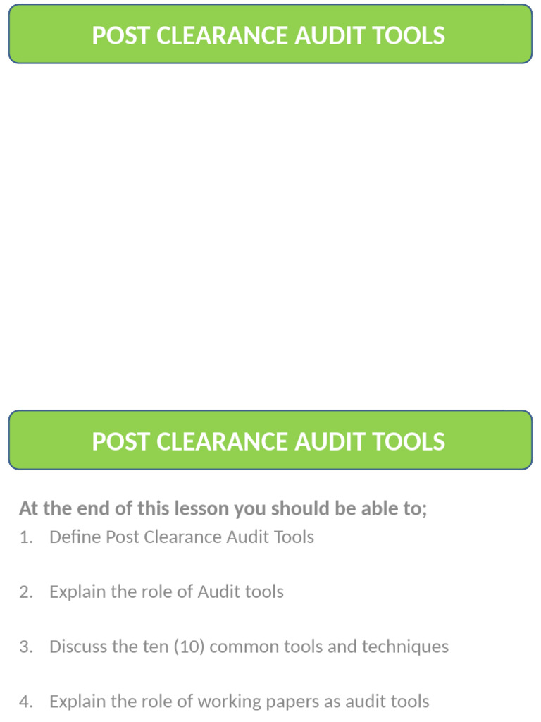 5-Customs Audit Tools | PDF | Audit | Business