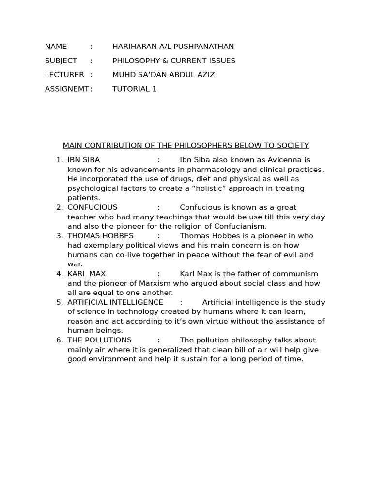 Tutorial 1 Mpu Philosophy | PDF