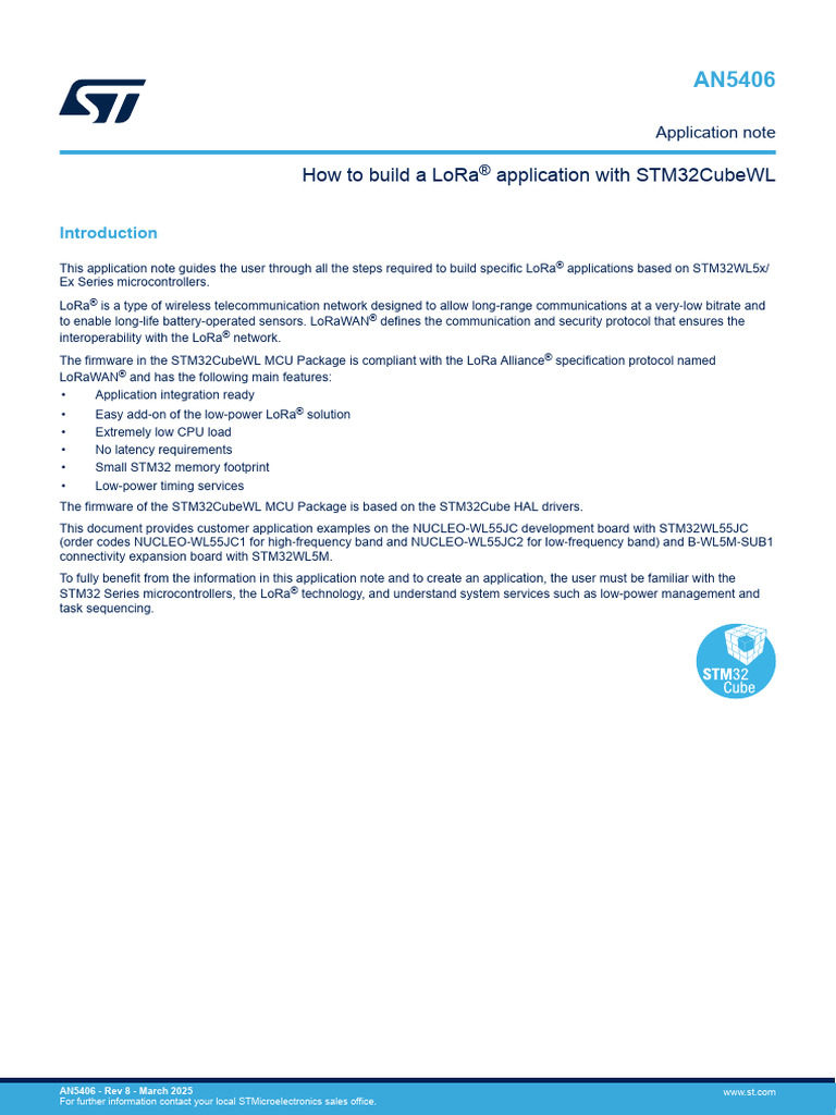 STM32WL LoRa Application Guide | PDF | Microcontroller | Computer Network