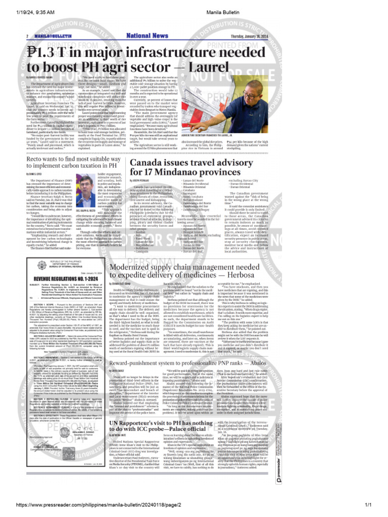 2024-01-18 - Manila Bulletin Re BIR RR VAT Threshold | PDF