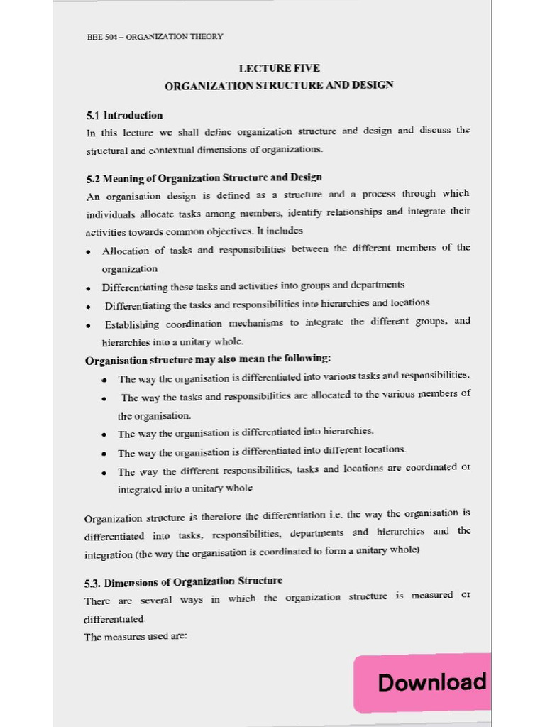 Topic 5 Organizational Structure and Design | PDF