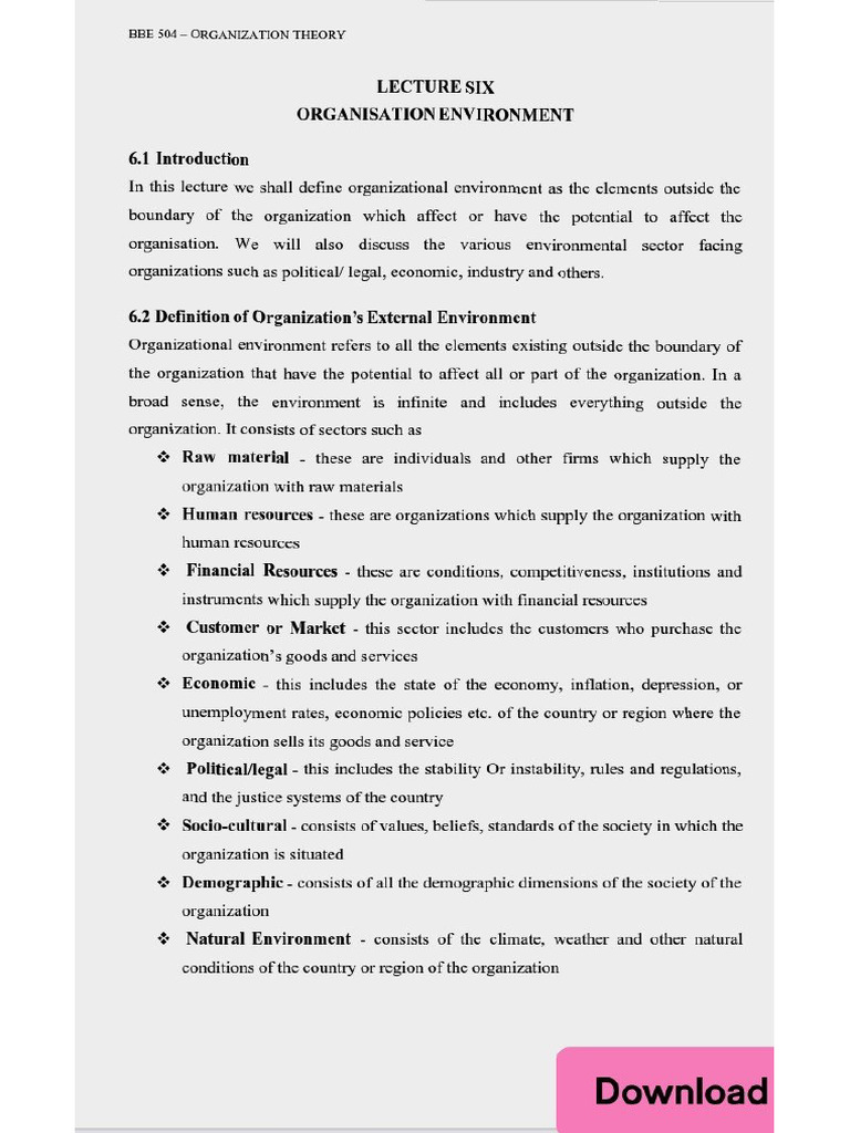 OT Topic 6 Organization Environment | PDF