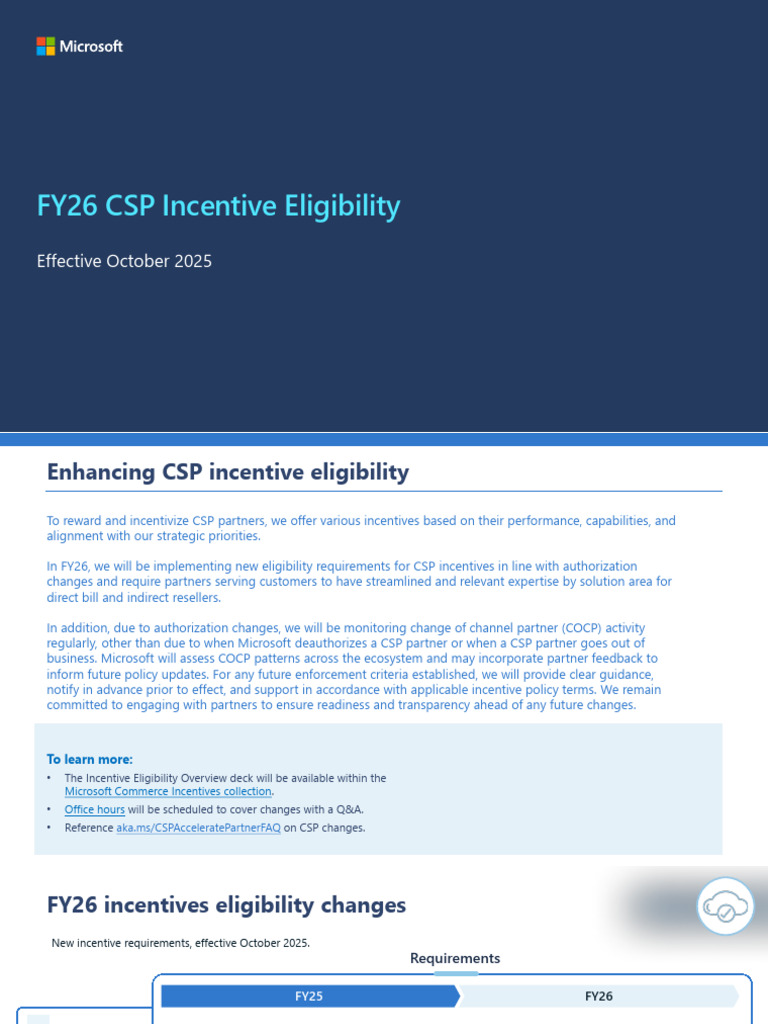 FY26 October 2025 CSP Incentive Eligibility Overview 2025.05.12 | PDF ...