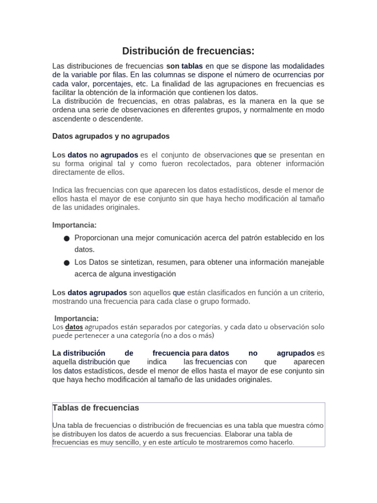 Guía sobre Distribución de Frecuencias | PDF | Datos | Porcentaje