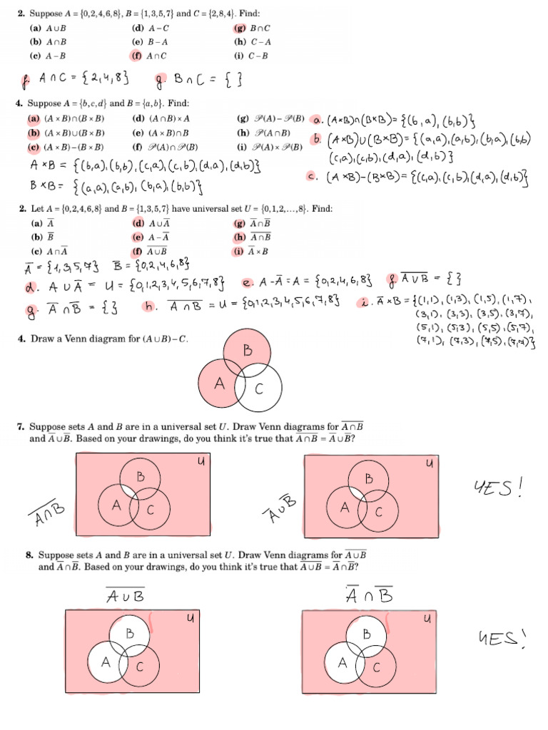 Homework From Foundations of Higher Mathematics, Sets | PDF