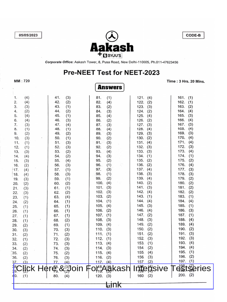 Pre Neet Code B Solution | PDF