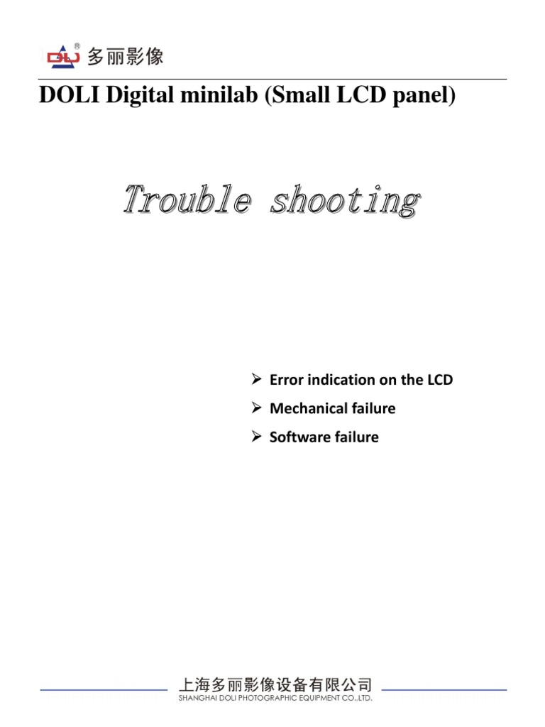 Trouble Shootings FOR DOLI MINILAB | PDF | Electrical Connector ...