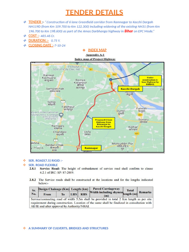 Tender Details - 2024 - Nhai - 201612 - 1 | PDF