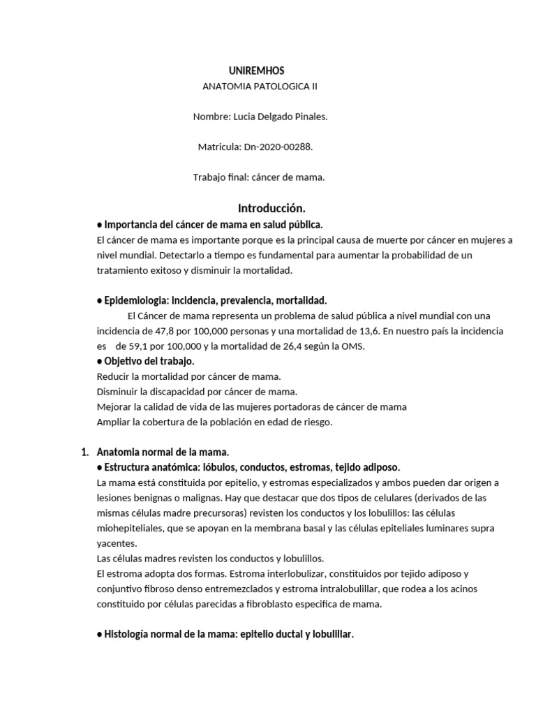 TRABAJO FINAL ANATOMIA de Anatomía Humana | PDF | Biopsia | Cáncer