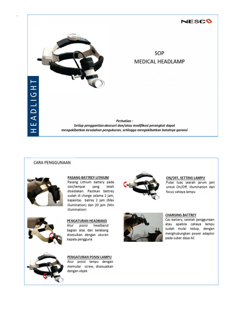 SOP Head Lamp. Nesco | PDF