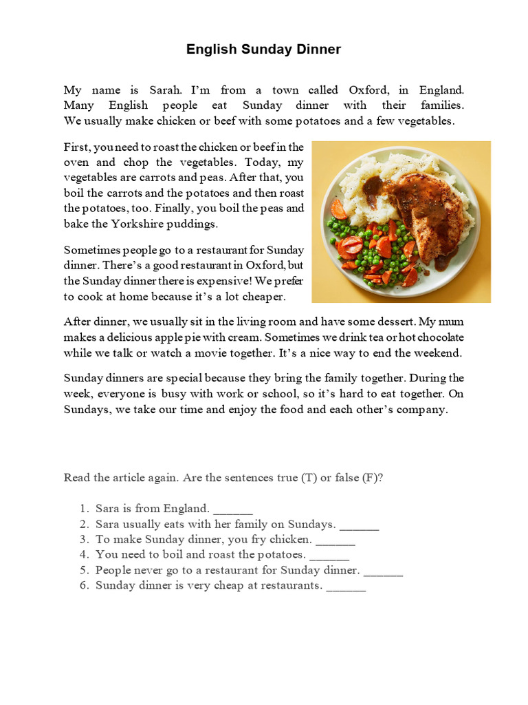 English Sunday Dinner | PDF