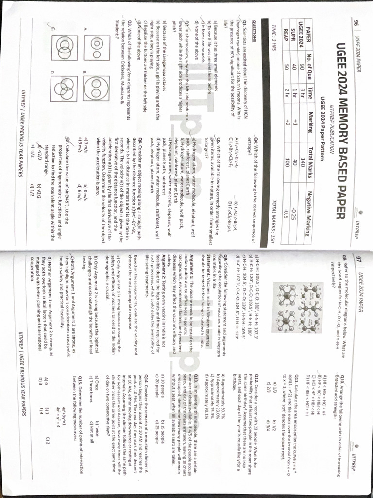 2024 UGEE PYQs | PDF