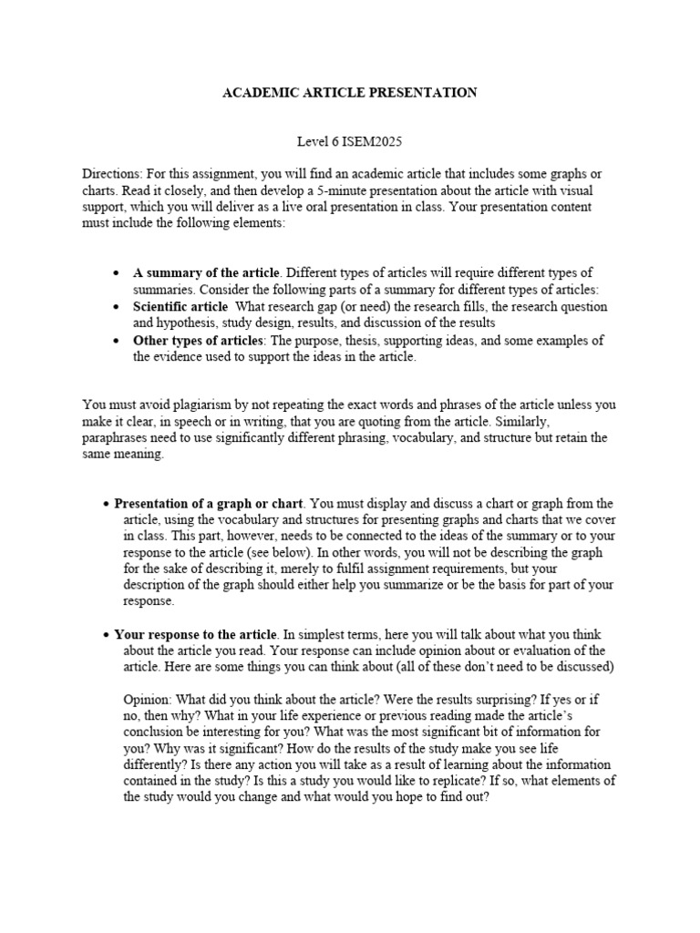 Academic Article Presentation Guide | PDF | Human Communication | Learning