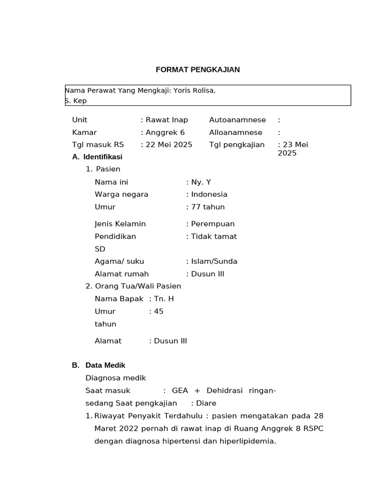 ASKEP GEA PADA NY. Y - KREDENSIAL 2025 YORIS ROLISA (Revisi 3) | PDF