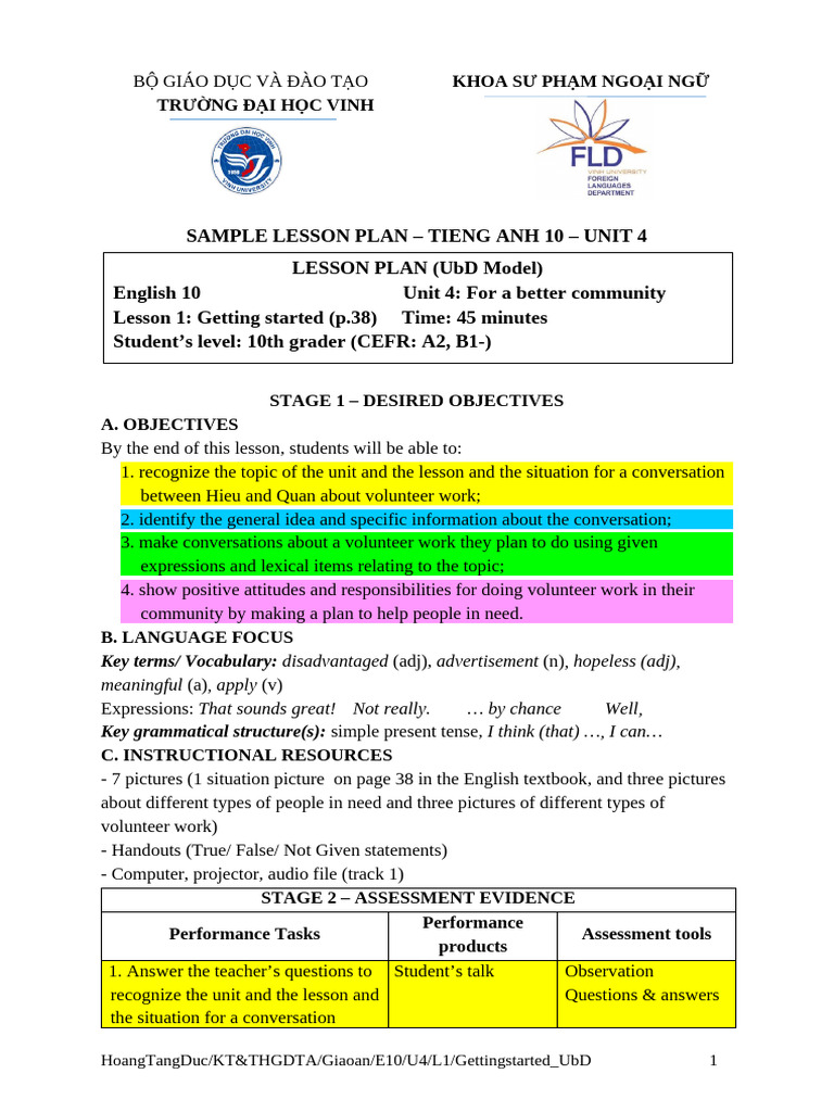 3.7 Module3 Giao An E10 U4 L1 Getting Started | PDF | Learning | Behavior Modification