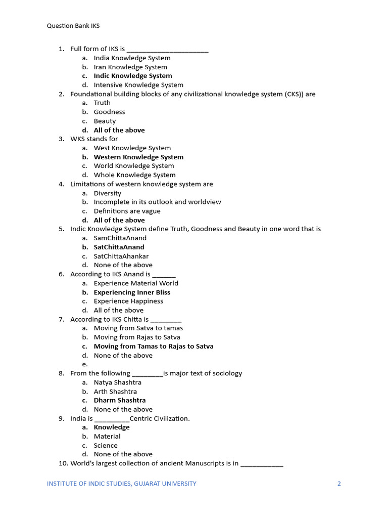 English IKS QuestionBank 2 17 | PDF | Vedas | Vedanta