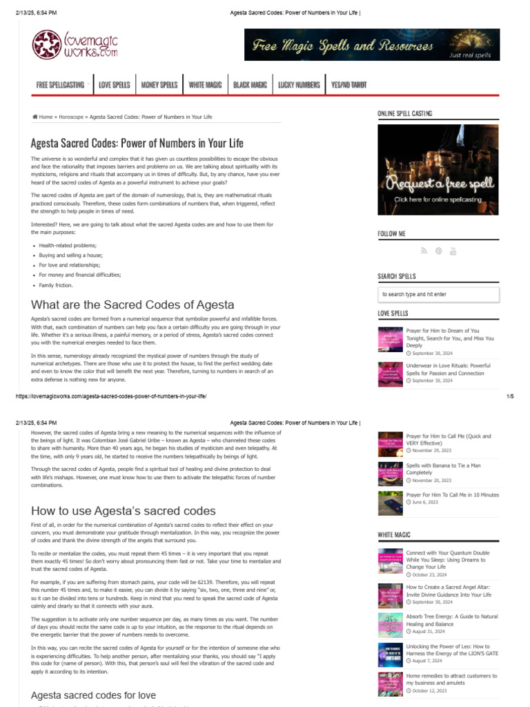 Agesta Sacred Codes - Power of Numbers in Your Life | PDF | Prayer