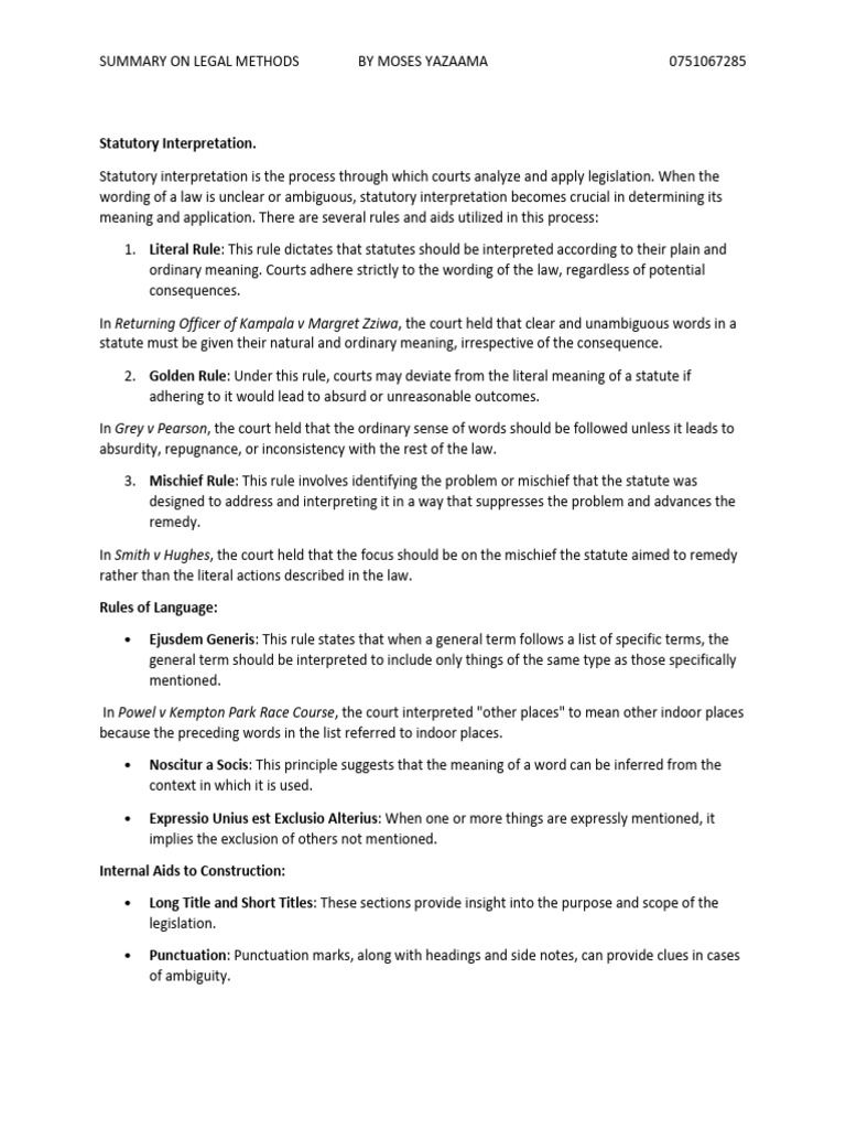 Legal Methods: Statutory Interpretation Guide | PDF | Statutory ...