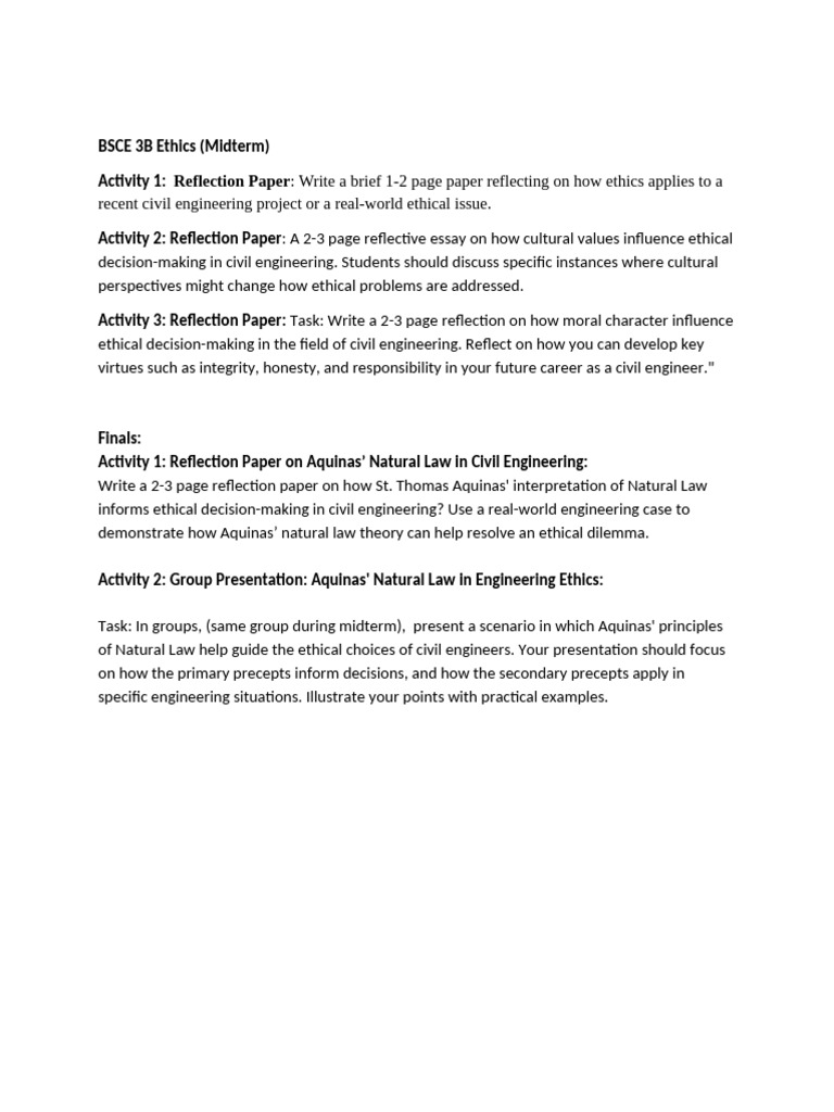 BSCE 3B Ethics Activities | PDF